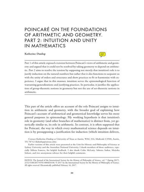 poincaré on the foundations of arithmetic and geometry part 2