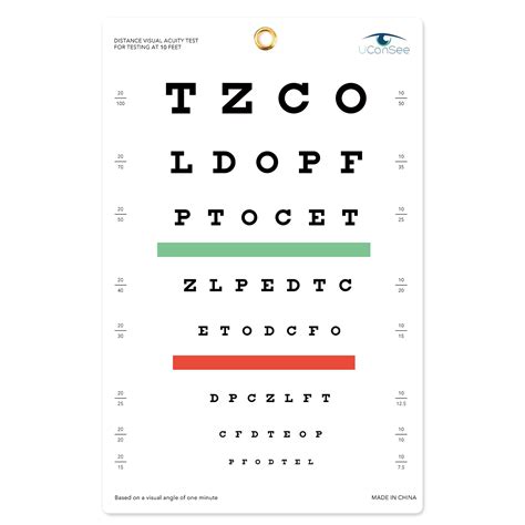 Amazon Com UCanSee Snellen Eye Chart Visual Acuity Chart For Eye Exams 10 Feet 9x14 Inches