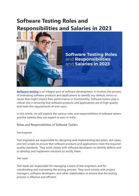 Ppt Software Testing Roles And Responsibilities And Salaries In 2023 Powerpoint Presentation
