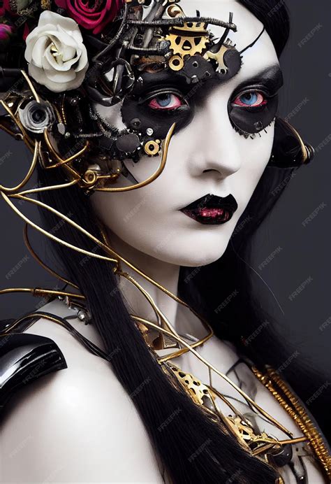Premium Ai Image Portrait Of A Victorian Steampunk Female Robot