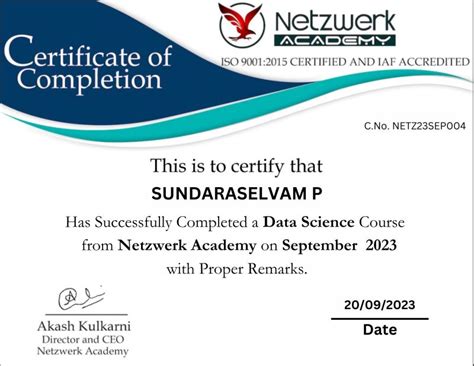sundaraselvam p on linkedin datascience certification python