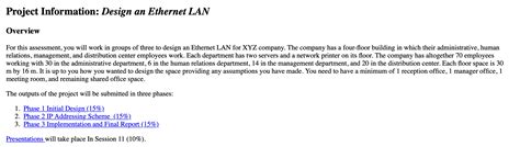 Solved Project Information Design An Ethernet LAN Overview Chegg Com