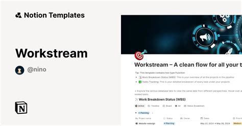 Workstream Template By Niño Notion Marketplace