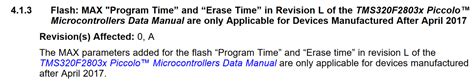 TMS F Actual Flash Sector Erase Times Are Significantly Shorter Than The Typical Time