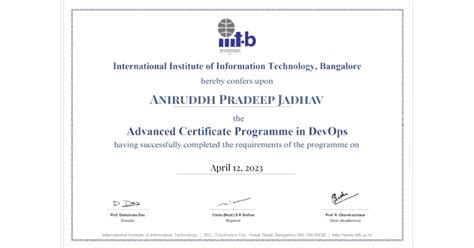 Aniruddh Jadhav On Linkedin Advanced Certificate Programme In Devops August 2022 Iiit Bangalore