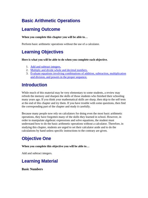 C3 Basic Arithmetic Operations Pdf Division Mathematics Numbers