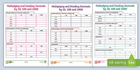 Multiplying And Dividing Decimals By 10 100 And 1000 Worksheet Worksheets Library
