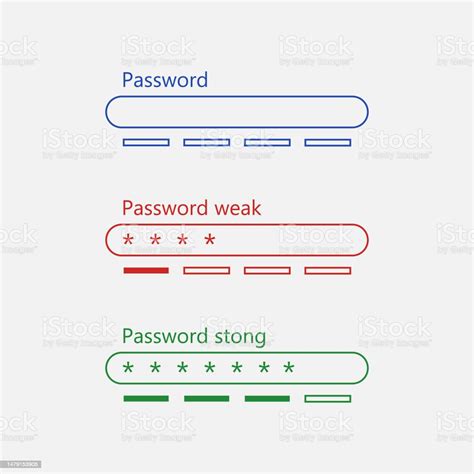 Password Weak And Strong Interface Security Bar Safety Requirement Form Template For Website