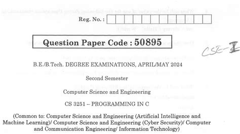 Cs3251 Programming In C Apr May 2024 Question Bank Youtube