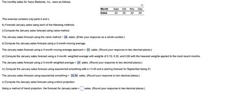 Solved V Compute The January Sales Forecast Using A Trend