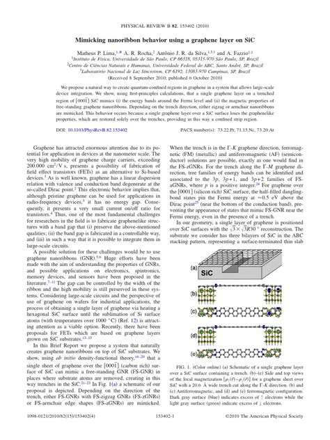 Pdf Mimicking Nanoribbon Behavior With Graphene On A Sic Substrate Dokumen Tips