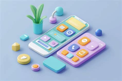 Smartphone Mobile App Interface Mockup With Toolkit Ui Ux Interface 3d