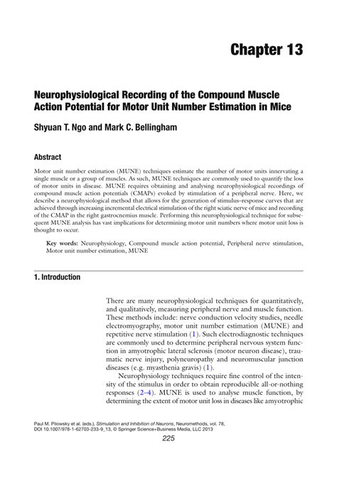 Pdf Neurophysiological Recording Of The Compound Muscle Action