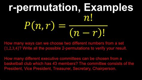 r-permutation, Examples - Discrete Mathematics - YouTube