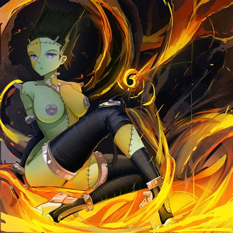 Rule 34 Boots Fire Background Hells Hells Angels Huge Breasts