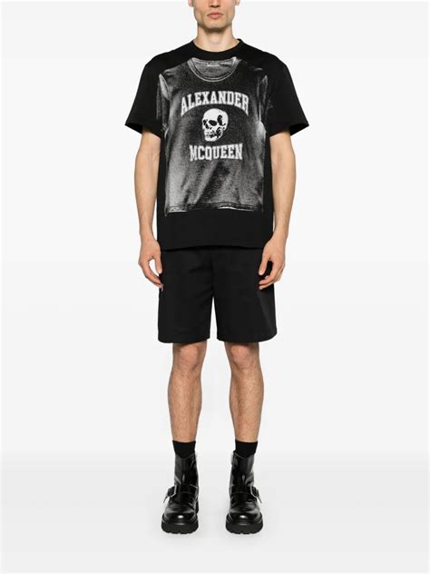 Alexander Mcqueen Graphic Print Cotton T Shirt Black Farfetch Za