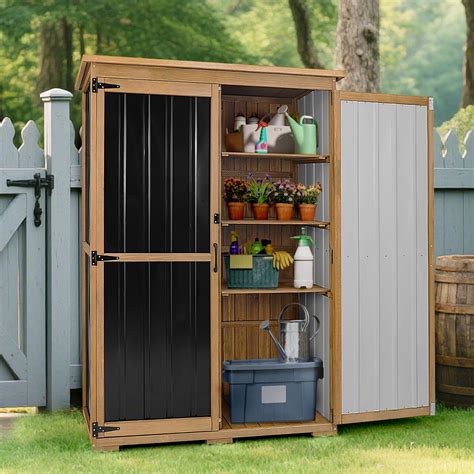 Outdoor Storage Cabinet Waterproof With Shelves Outside