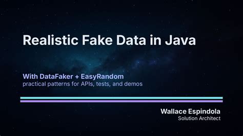 Realistic Fake Data In Java Speaker Deck