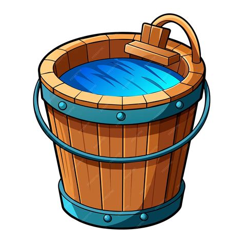Premium Vector Vector Of Wooden Bucket Full Of Water Cartoon Farm