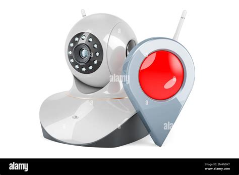 Internet Protocol Camera With Map Pointer 3d Rendering Isolated On