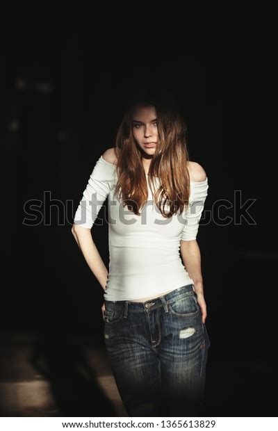 Sexy Girl Abandoned Building Industrial Background Stock Photo Shutterstock