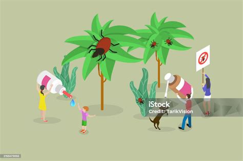 진드기 물림 보호의 3d 등각 투영 평면 벡터 개념 그림 모기 물림에 대한 스톡 벡터 아트 및 기타 이미지 모기 물림 보호 3차원 형태 Istock