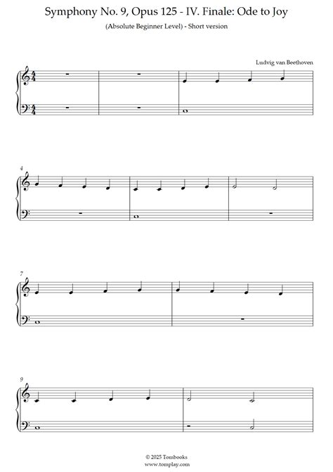 교향곡 9번 Opus 125 Iv 피날레 환희의 송가 왕초보 오케스트라와 함께 베토벤 피아노 악보