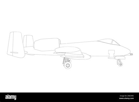 Outline Combat Aircraft In Isolate On A White Background Modern Combat Aircraft Stylized Image