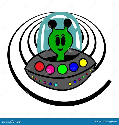 Cute Alien In A Spaceship Stock Image Illustration Of Spaceship