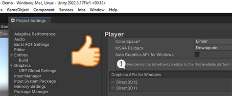 2023 2 Does Not Show As When Selected As Graphics Api Unity Engine Unity Discussions