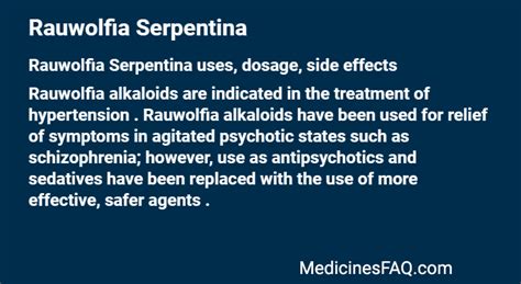 Rauwolfia Serpentina Uses Dosage Side Effects Food Interaction And Faq
