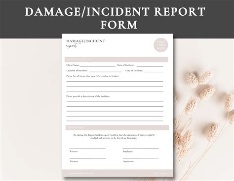Editable Damage Incident Report Form Incident Report Form Damage