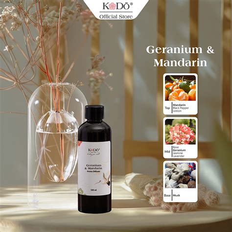 Geranium Mandarin Perfume Essential Oil Diffuser Rod Set Kodo