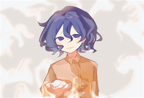 Safebooru 1boy Abstract Background Alternate Eye Color Blue Eyes Blue