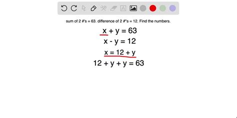 solved the sum of two numbers x and y is 12 the difference of x and