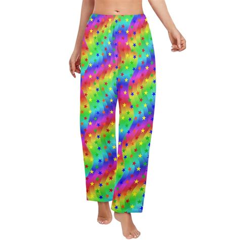 Rainbow Star Party Clown Pants Womens Pjs Usa Made Clowncore Wide Leg