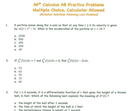 Ap Calculus Problems And Solutions