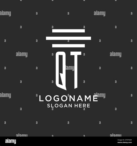 Qt Initials With Simple Pillar Logo Design Creative Legal Firm Logo