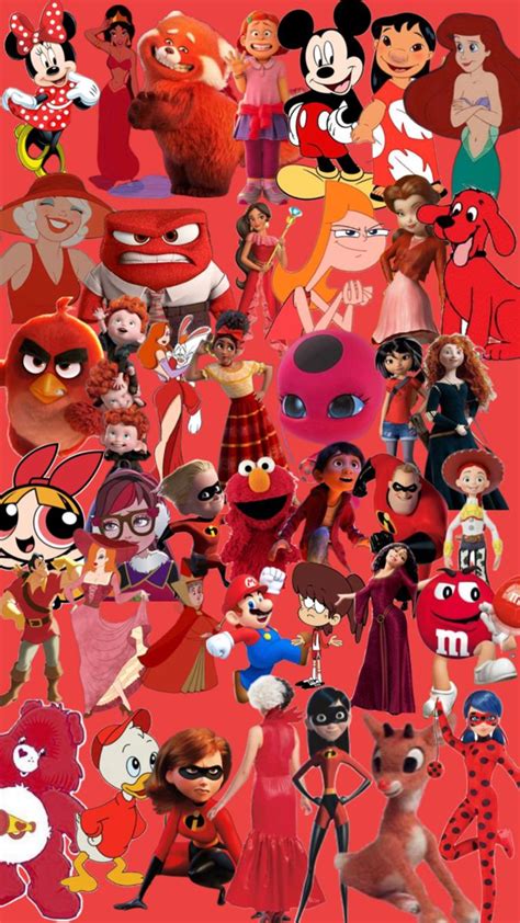 Red Disney Characters Disney Character Art Disney Colors Disney
