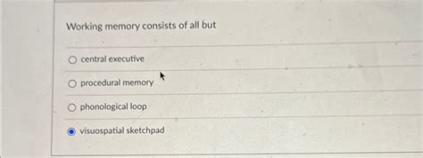 Solved Working Memory Consists Of All Butcentral