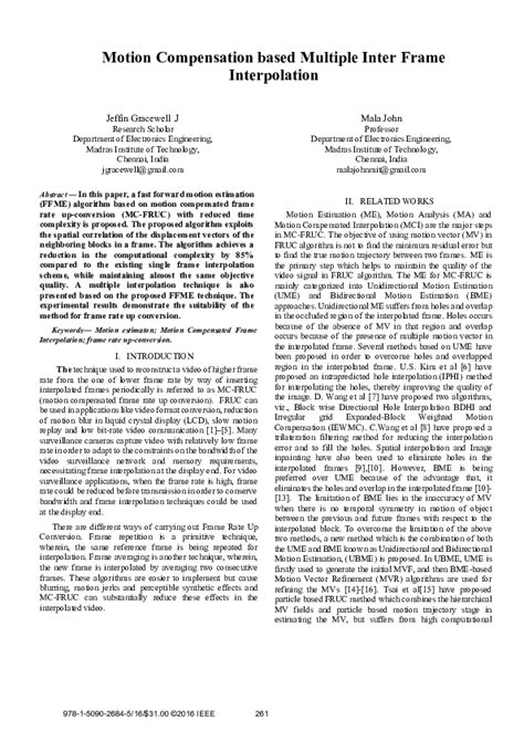 pdf motion compensation based multiple inter frame interpolation