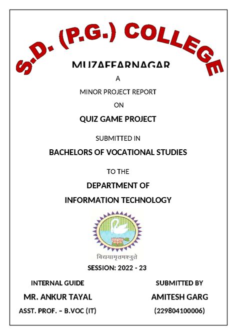 Quiz Game Project Using C Language Muzaffarnagar A Minor Project Report On Quiz Game Project