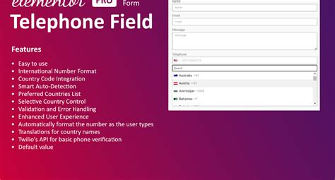 Telephone Field For Elementor Form Wp Plugins Ft Api And Elementor Envato