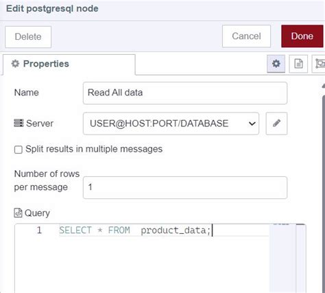 using postgresql with node red flowfuse