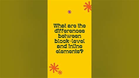 📌 What Is The Difference Between Block Level And Inline Elements 🤔 Html Explained Shorts Html