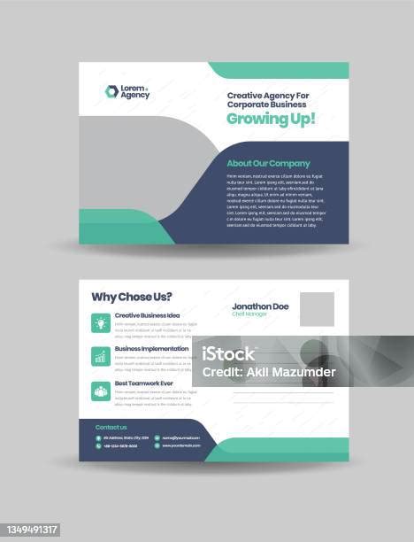 기업 비즈니스 엽서 디자인 또는 날짜 초대 카드 또는 다이렉트 메일 Eddm 디자인 저장 엽서에 대한 스톡 벡터 아트 및 기타 이미지 엽서 개념 고객 참여 Istock