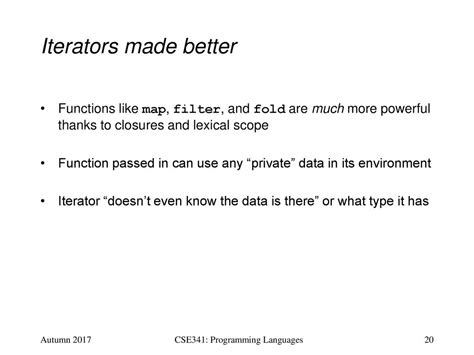 Cse341 Programming Languages Lecture 8 Lexical Scope And Function Closures Dan Grossman Autumn