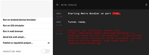 xcode using ios simulator for expo react native app stack overflow