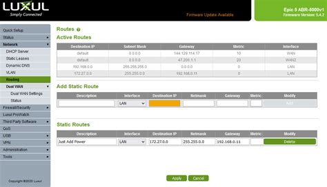 Setup A Static Route For An Established Just Add Power System Just Add Power Support