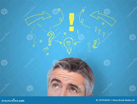 Thinking Man Looking Up And Drawing Stock Illustration Illustration